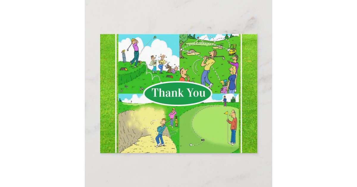 Four Funny Golfer Cartoons Postcard | Zazzle