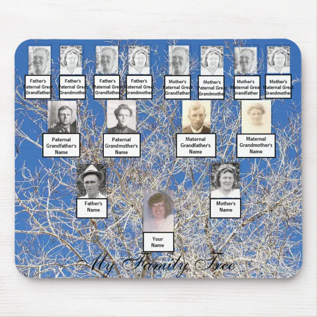 Four Generation Leafless Winter Family Tree Photos Mouse Pad | Zazzle