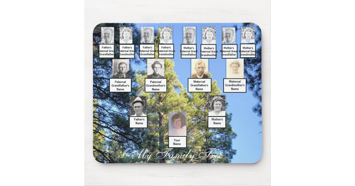 Four Generation Tall Pine Trees Family Tree Photos Mouse Pad | Zazzle