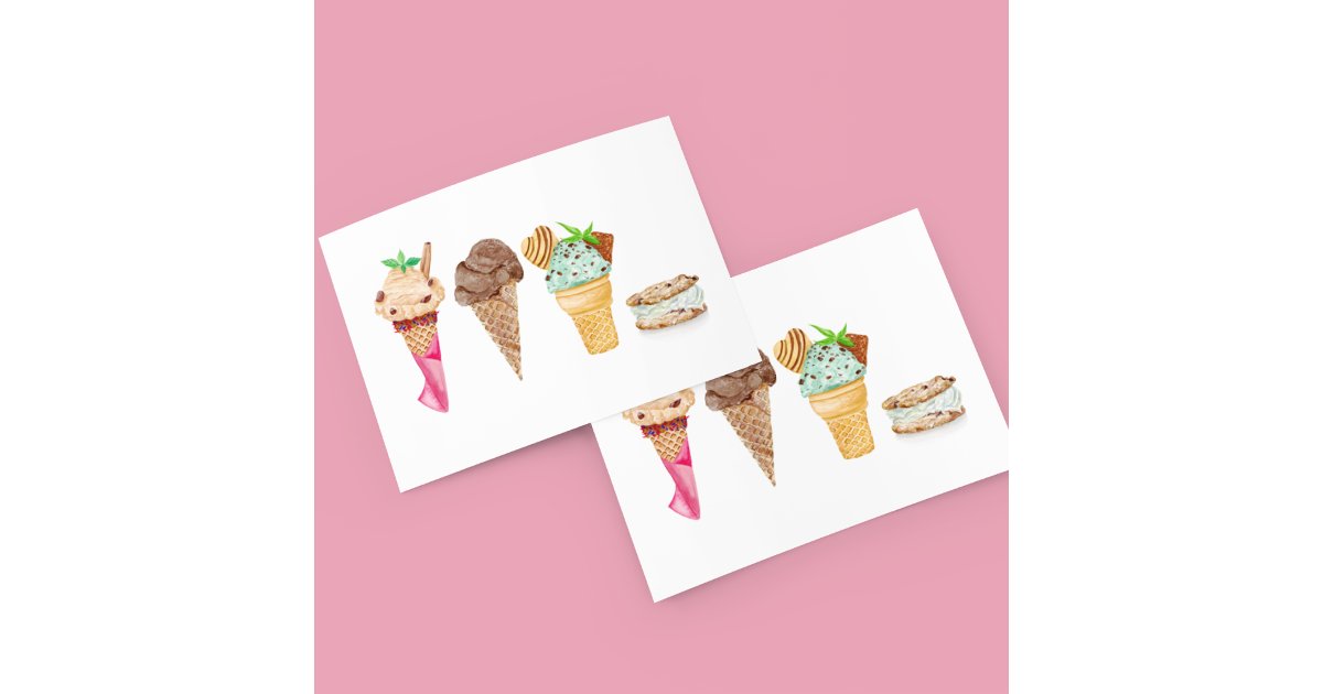 Four Ice Creams Personalized Postcard | Zazzle