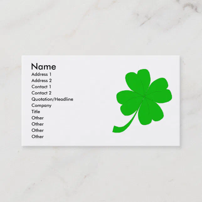 Four Leaf Clover Business Card | Zazzle