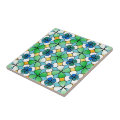 Four Leaf Clover Double Inside Blue Green White Ceramic Tile | Zazzle