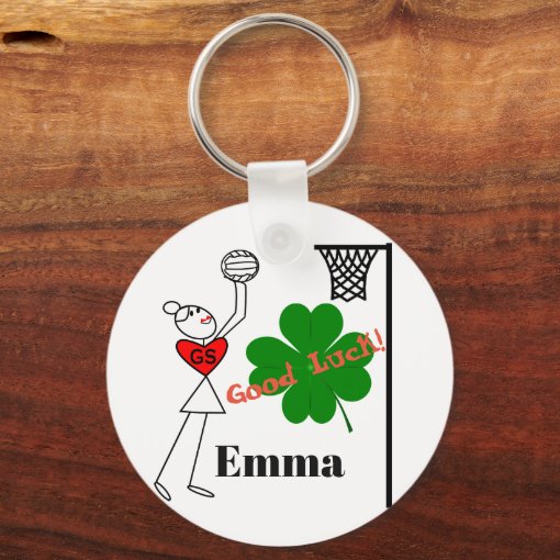 Four Leaf Clover Good Luck Netball Keychain | Zazzle