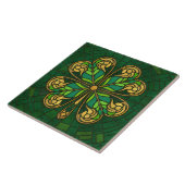 Four-leaf clover - Green and Gold Mosaic Ceramic Tile | Zazzle