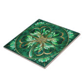 Four-leaf clover - green marble and gold ceramic tile | Zazzle