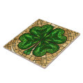 Four-leaf clover - Green Marble and Gold Mosaic Ceramic Tile | Zazzle