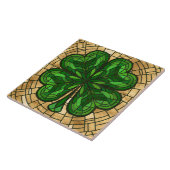 Four-leaf clover - Green Marble and Gold Mosaic Ceramic Tile | Zazzle