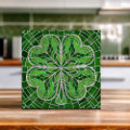 Four-leaf clover - Green Marble and Pearl Ceramic Tile | Zazzle
