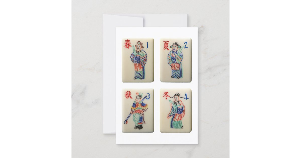 Four Mahjong Season tiles (Warriors) Invitation | Zazzle