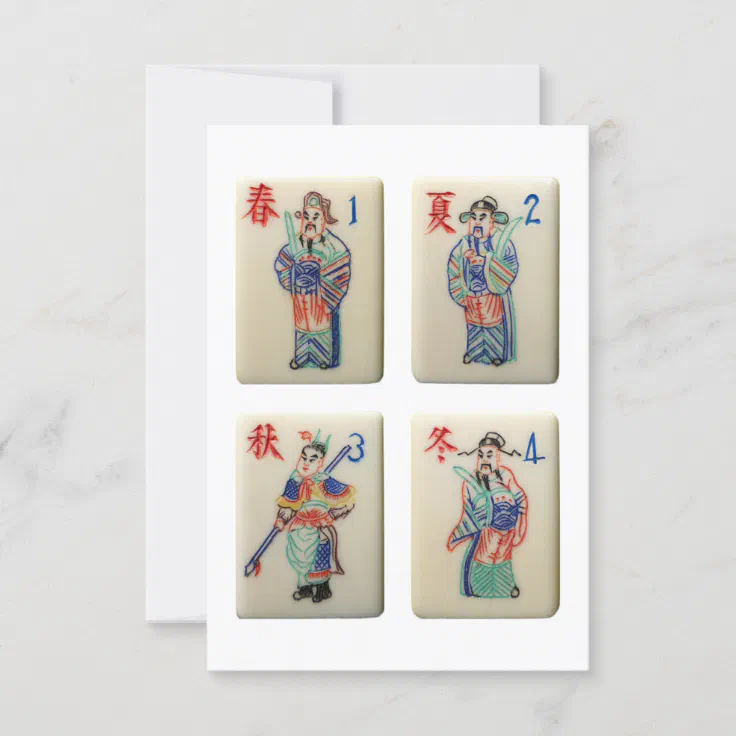 Four Mahjong Season tiles (Warriors) Invitation | Zazzle