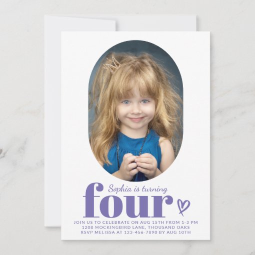 Four Modern Minimal Photo 4th Birthday Invitation | Zazzle