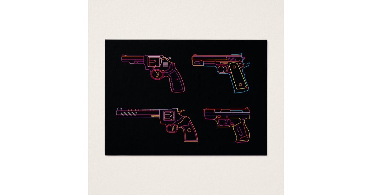 Four Neon Handgun signs | Zazzle