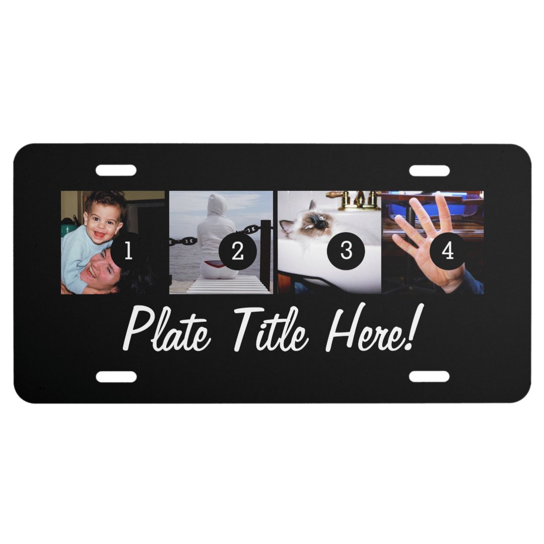Four of Your Photos and TEXT to Make Your Own Art License Plate | Zazzle