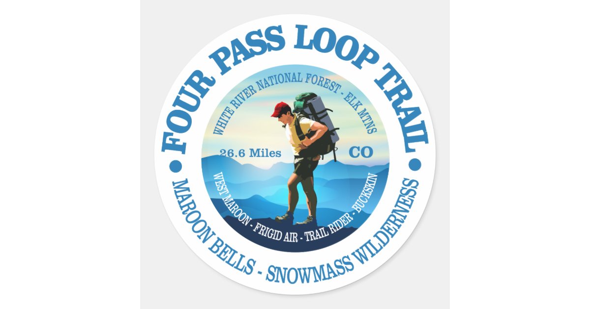 Four Pass Loop Trail (Hiker C) Classic Round Sticker | Zazzle