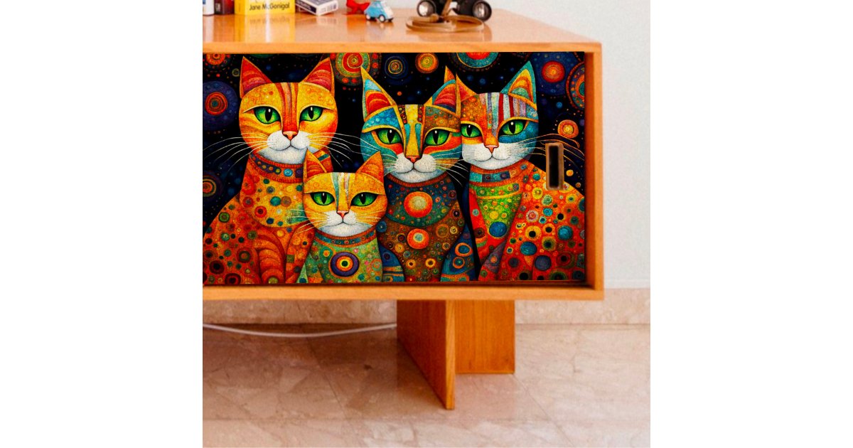 Four Patterned Cats Decoupage Tissue Paper | Zazzle
