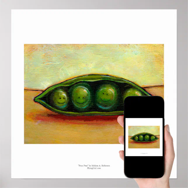 Four peas in a pod fun unique original art poster | Zazzle