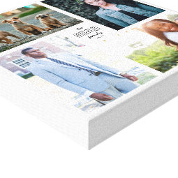 Four Photo Collage Canvas with Custom Text | Zazzle