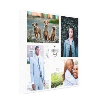 Four Photo Collage Canvas with Custom Text | Zazzle
