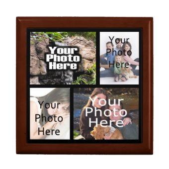 Four Photo Collage Keepsake Wood Jewelry/Valet Box | Zazzle