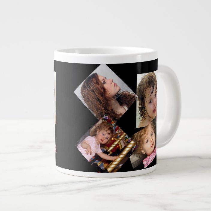 Four Photo Collage Template Giant Coffee Mug | Zazzle.com