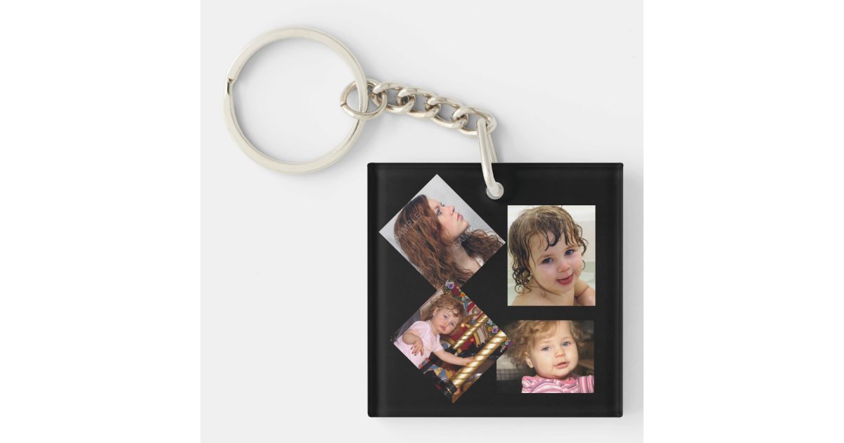 Four Photo Collage Template Keychain | Zazzle