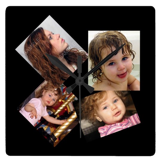 Four Photo Collage Template Square Wall Clock | Zazzle.com