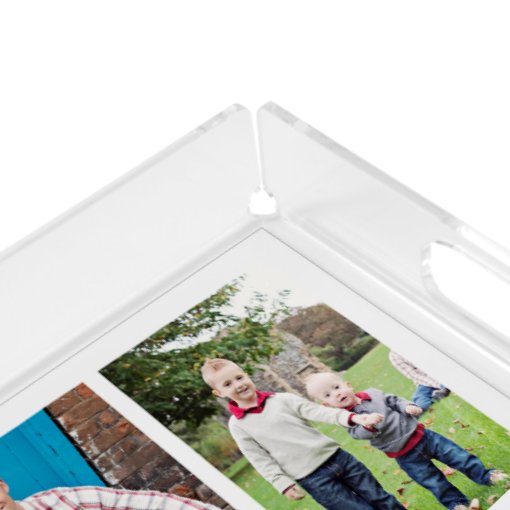 Four Photo Collage Tray with Family Name Text | Zazzle