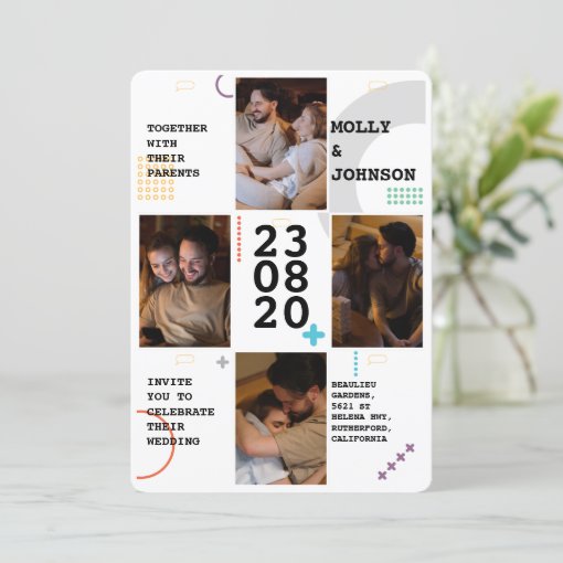 Four Photos Wedding Invitation | Zazzle