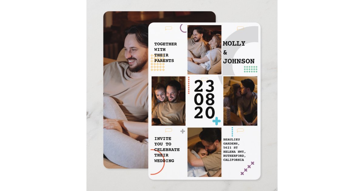 Four Photos Wedding Invitation | Zazzle