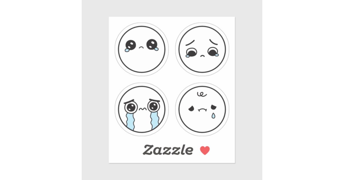 Four Sad Faces Emoji Sticker Set | Zazzle