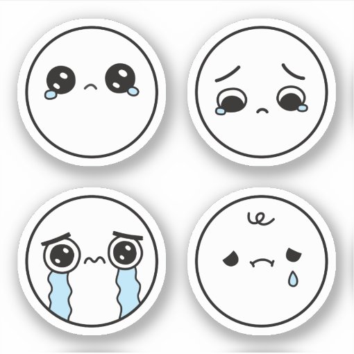 Four Sad Faces Emoji Sticker Set | Zazzle