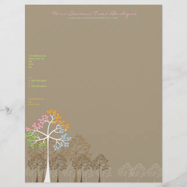 Four Seasons Trees Business Letterhead Template | Zazzle