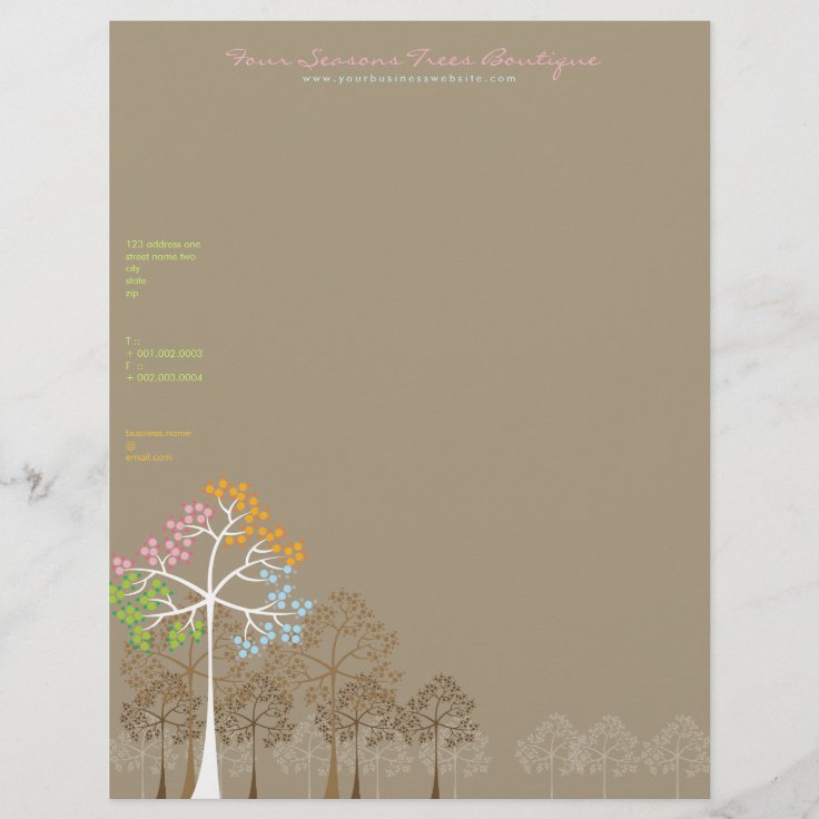 Four Seasons Trees Business Letterhead Template | Zazzle