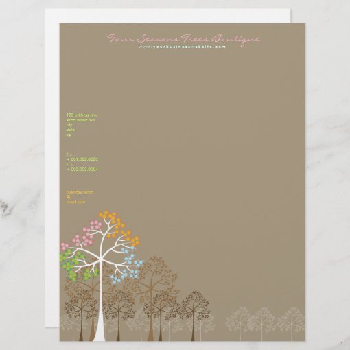 Four Seasons Trees Business Letterhead Template | Zazzle