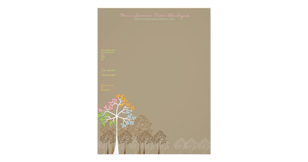Four Seasons Trees Business Letterhead Template | Zazzle.com