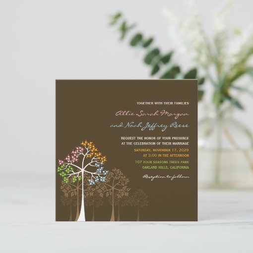 Four Seasons Trees Forest Woodland Wedding Invite | Zazzle