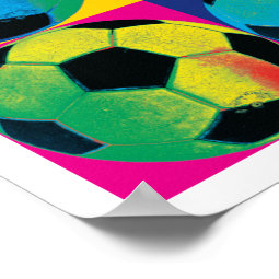 Four Soccer Balls in Different Colors Poster | Zazzle