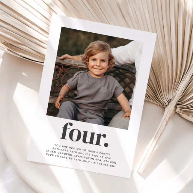 Four - Square Photo Birthday Invitation | Zazzle