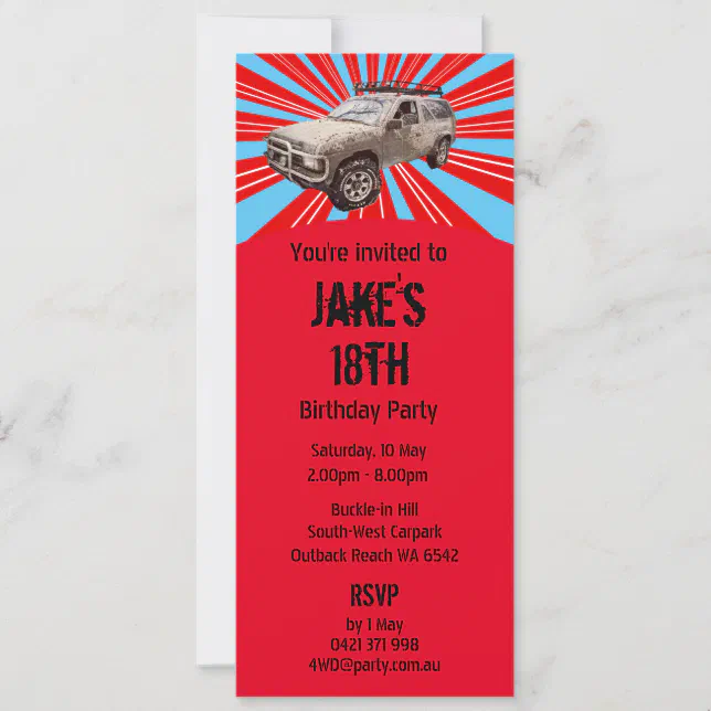 Four-wheel Driving Invitation | Zazzle