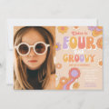 Fourever Groovy Photo Invitation | 4th Birthday | Zazzle