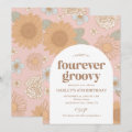 Fourever Groovy Retro Floral 4th Birthday Invitation | Zazzle
