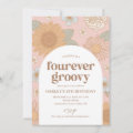 Fourever Groovy Retro Floral 4th Birthday Invitation | Zazzle