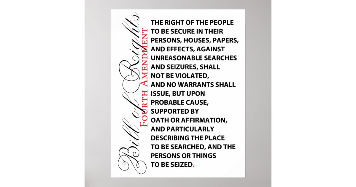 Fourth Amendment Poster | Zazzle