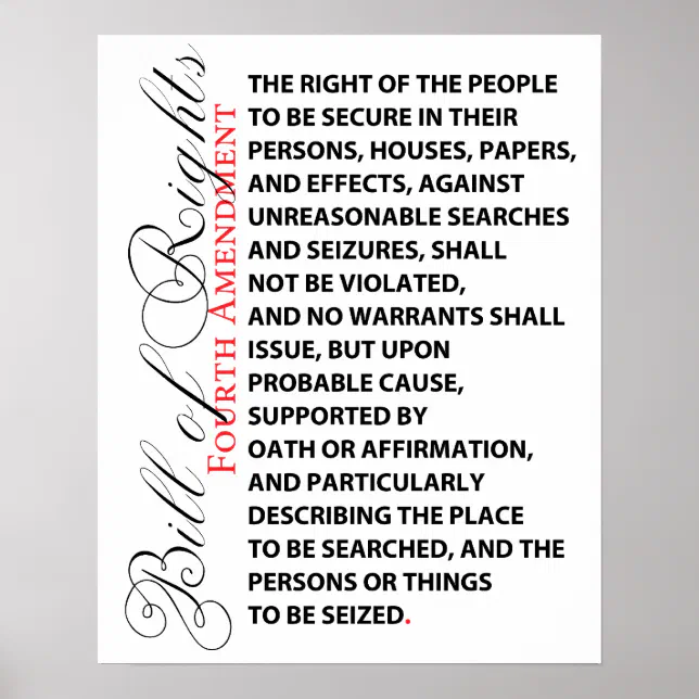 Fourth Amendment Poster | Zazzle