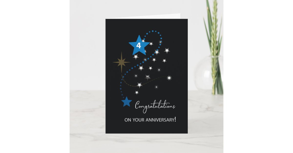 Fourth Employee Anniversary Congratulations Stars Card | Zazzle