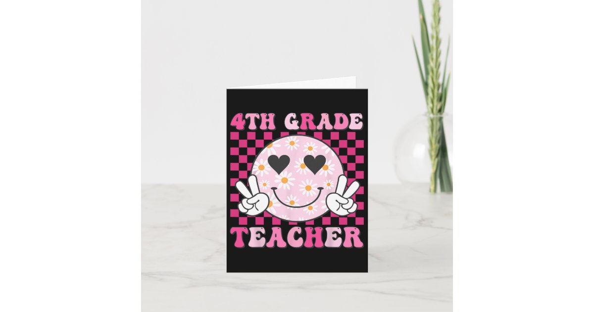 Fourth Grade Teacher Back To School Daisy Smile Fa Card | Zazzle