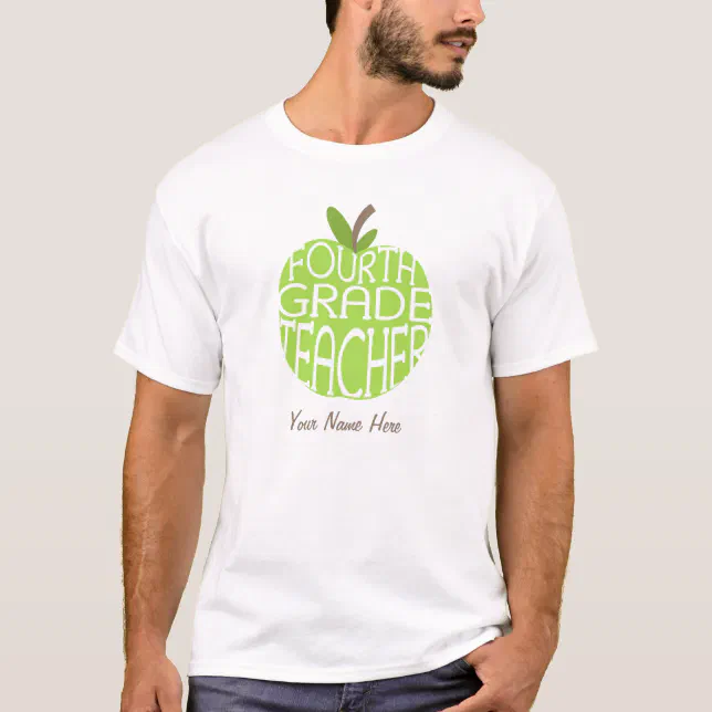 Fourth Grade Teacher T Shirt - Green Apple | Zazzle