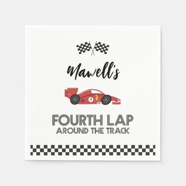Fourth Lap Around the Track Race Car Birthday Napkins | Zazzle