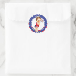 Fourth of July Baby Shower Sticker Vintage Baby | Zazzle