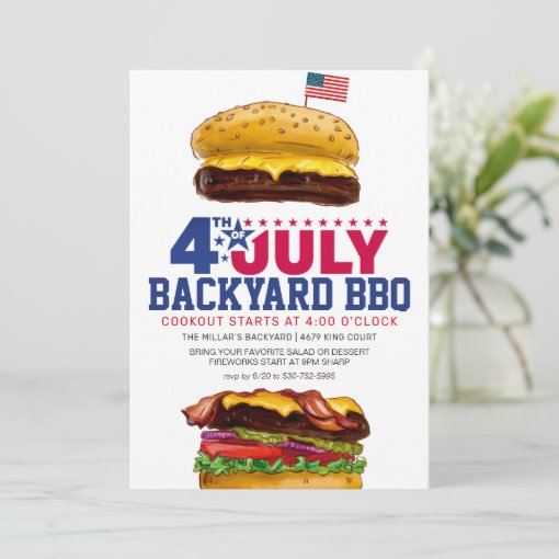 Fourth of July BBQ Party Invitation | Zazzle